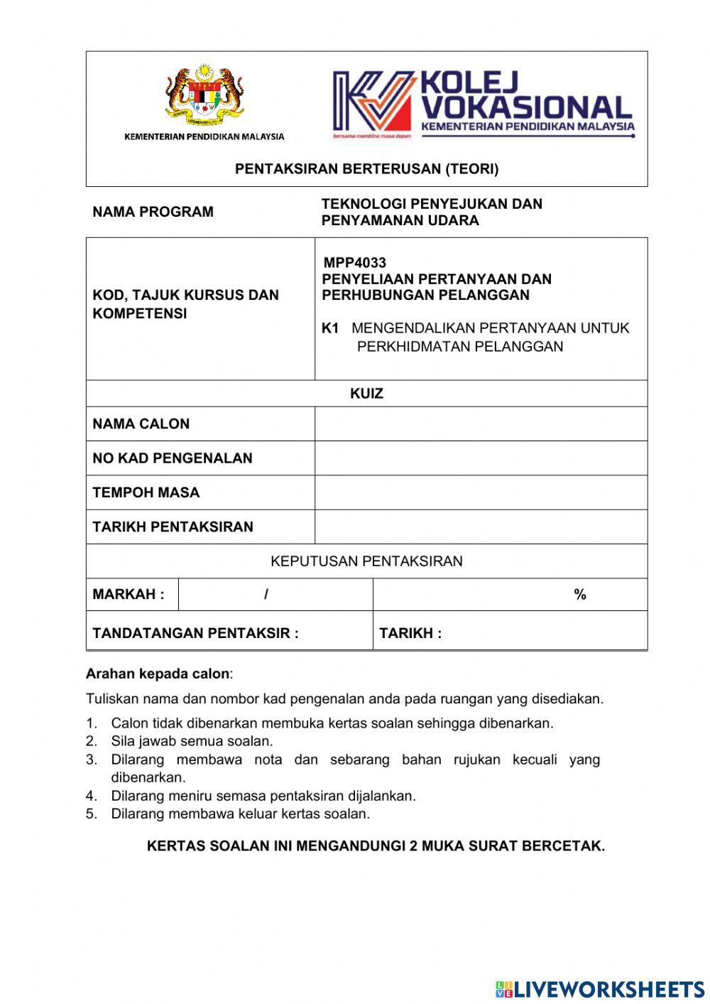 KUIZ DPSK online exercise for | Live Worksheets