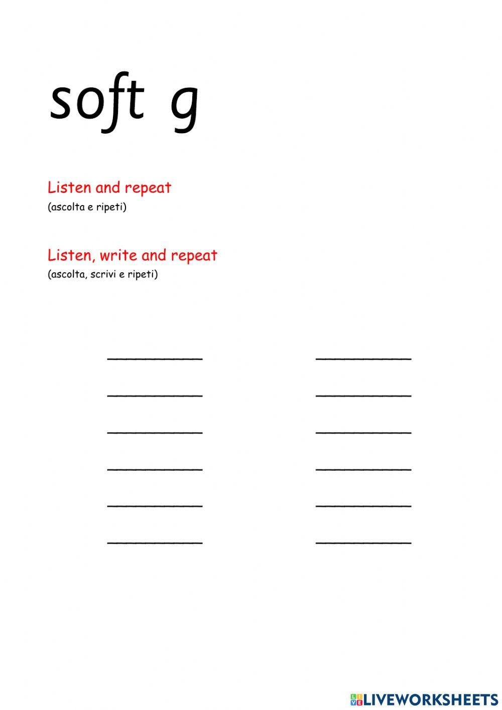 Soft g activity | Live Worksheets