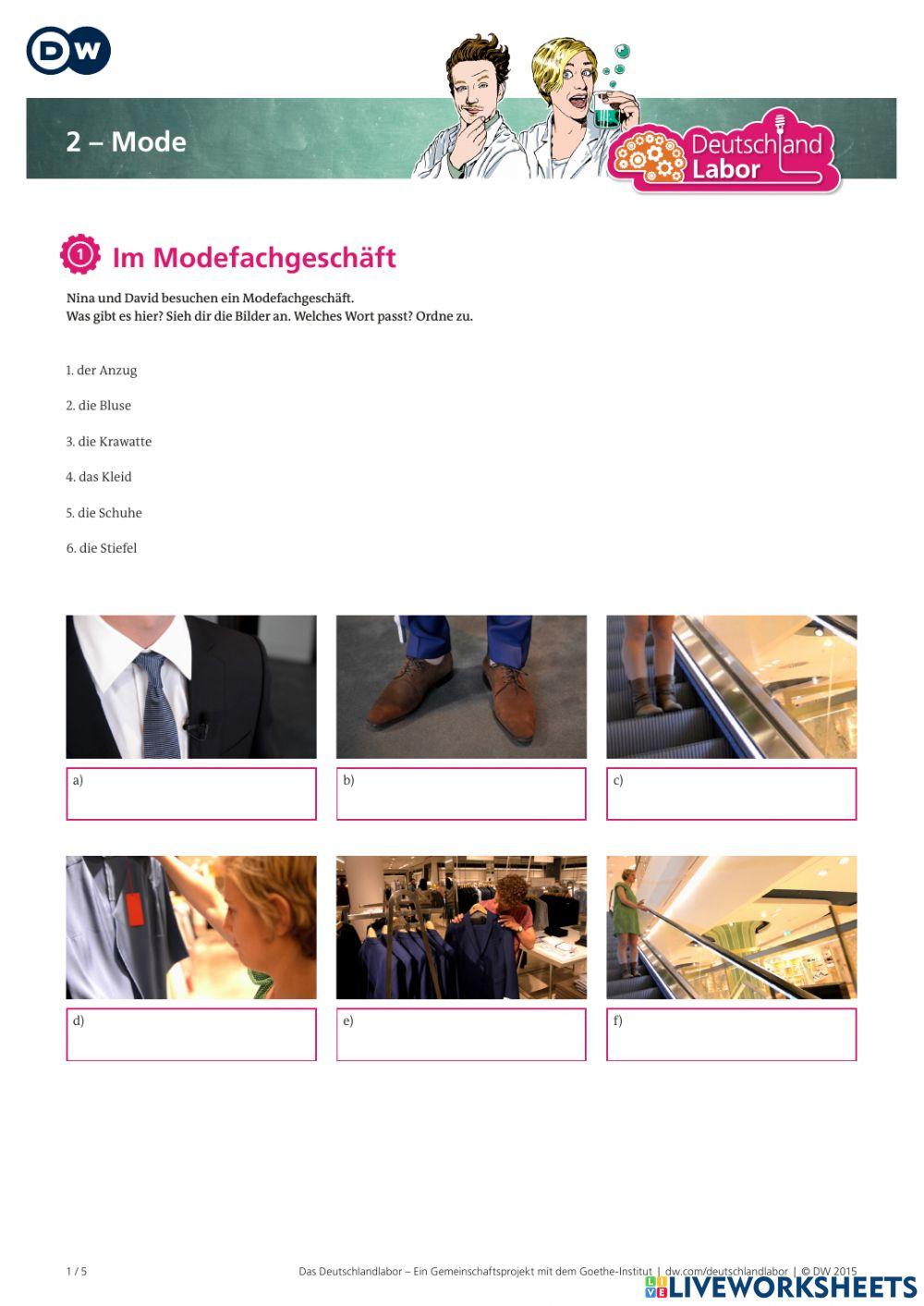 Das Deutschlandlabor Folge 2: Mode worksheet | Live Worksheets