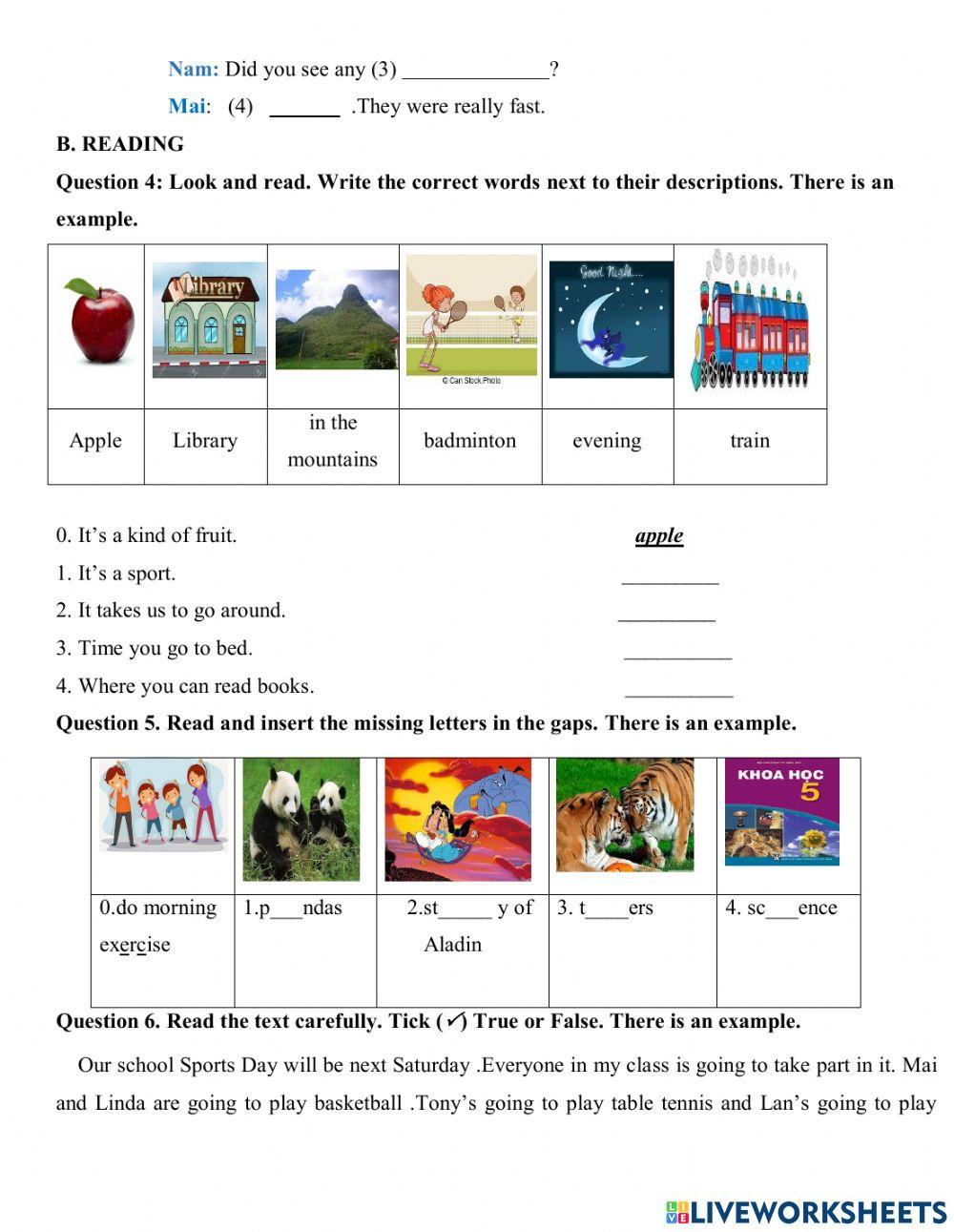 THE FIRST TERM TEST - GRADE 5 2509678 | Nguyễn Hồng Nhung