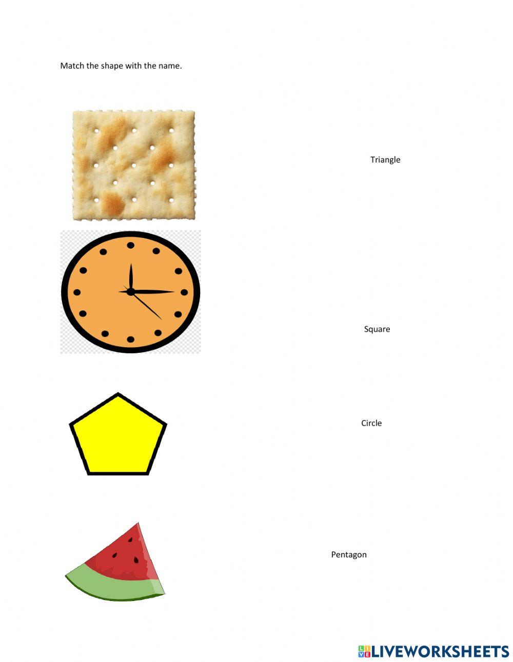 Match the shape and name worksheet | Live Worksheets