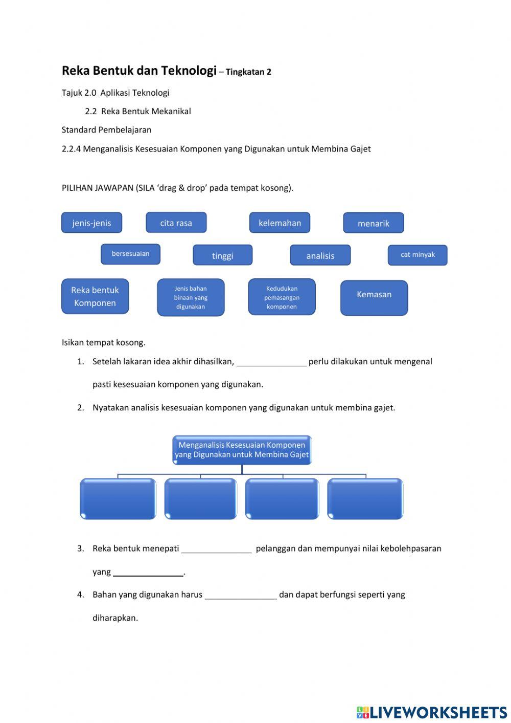 Menganalisis Kesesuaian Komponen untuk Membina Gajet worksheet | Live ...
