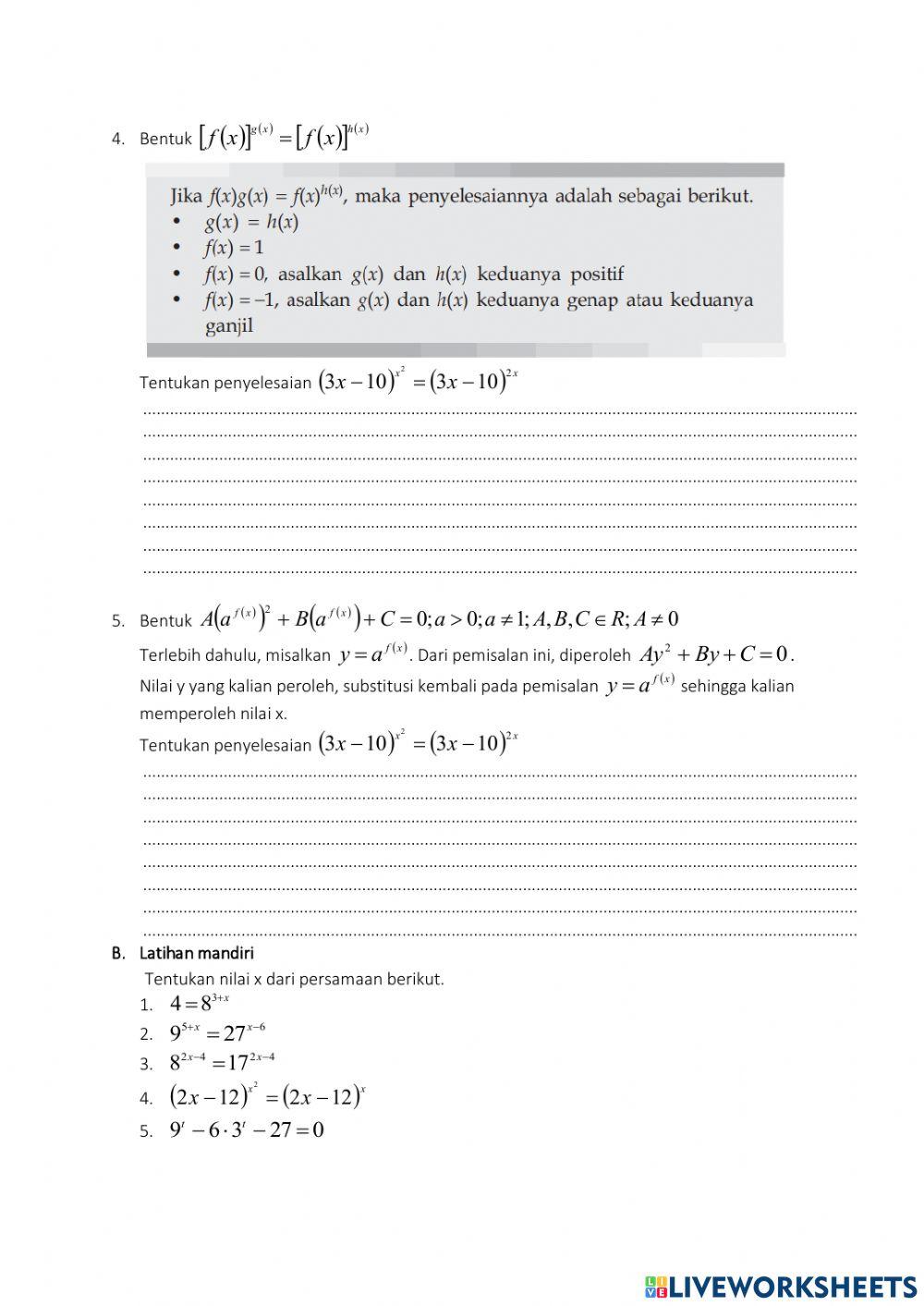 Lkpd eksponen online worksheet | Live Worksheets