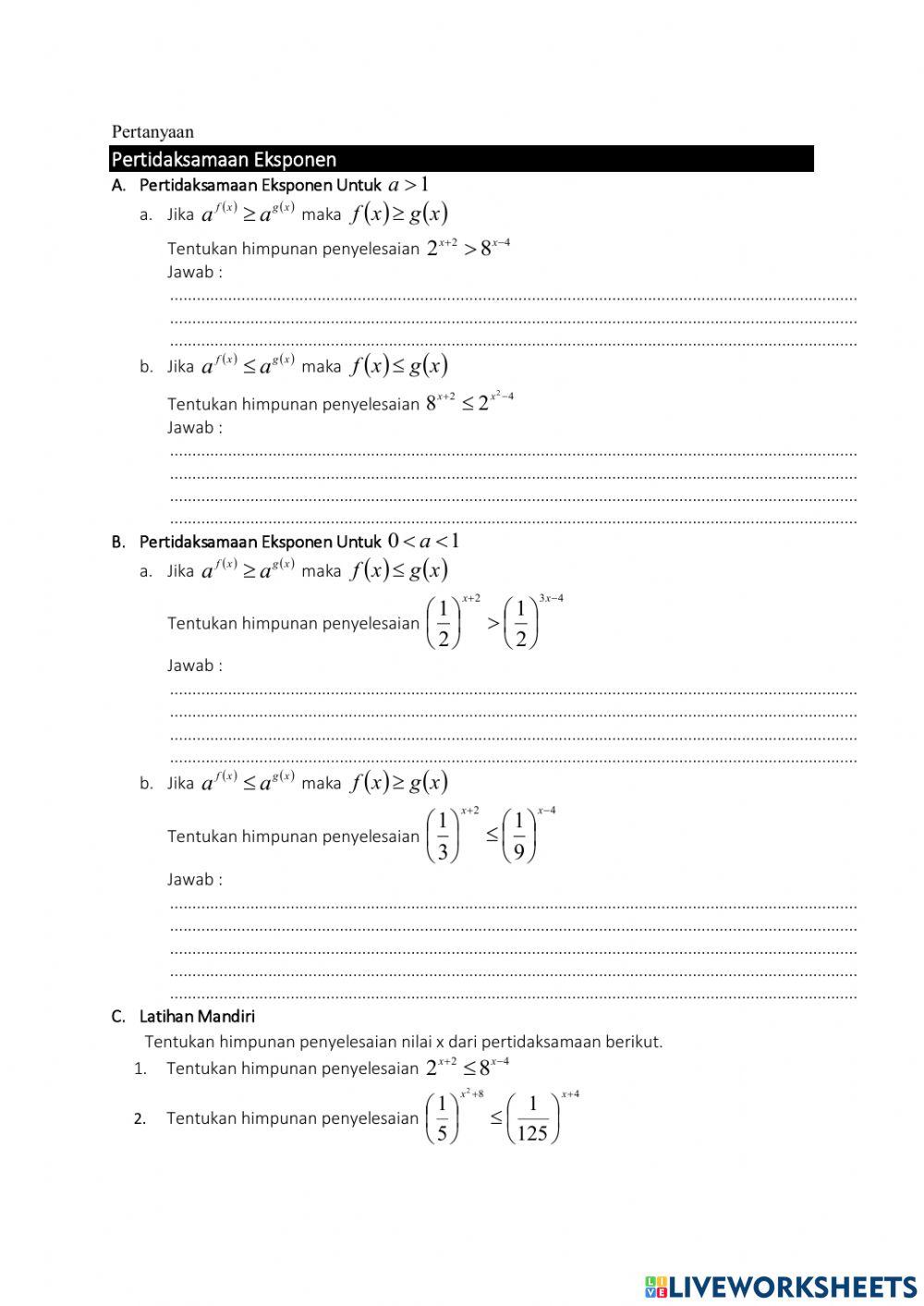 Lkpd eksponen online worksheet | Live Worksheets