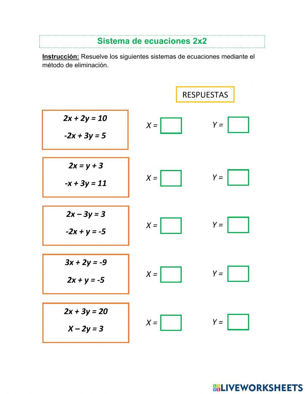 2256780 | Ecuaciones 2x2 | sgmv0609 | LiveWorksheets
