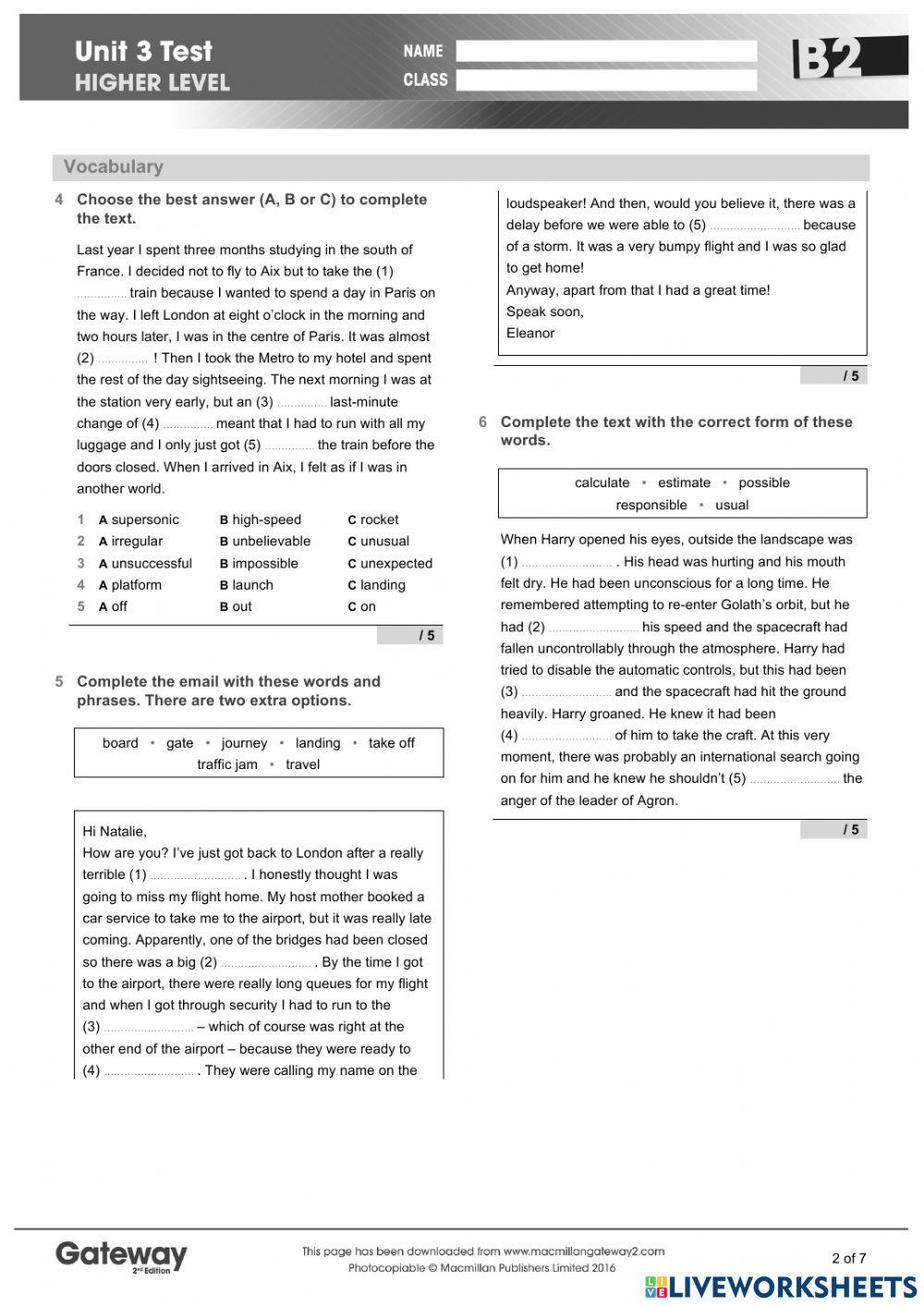 Gateway B2 Unit… | Free Interactive Worksheets | 2521593