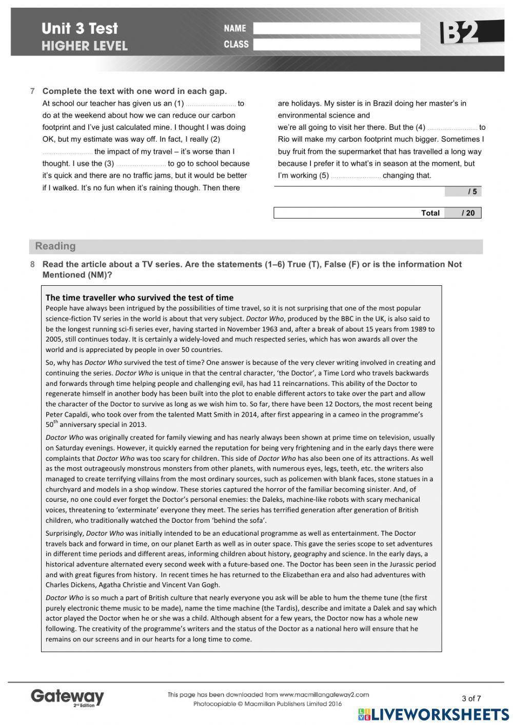 Gateway B2 Unit… | Free Interactive Worksheets | 2521593