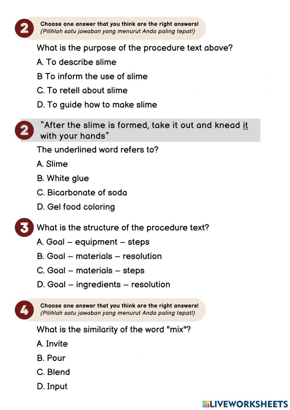 procedure text soal