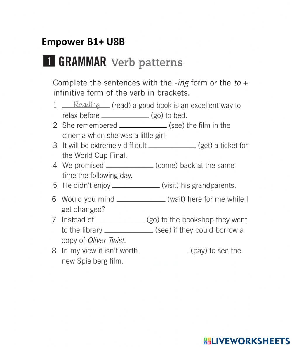 Empower B1+ U8B worksheet | Live Worksheets