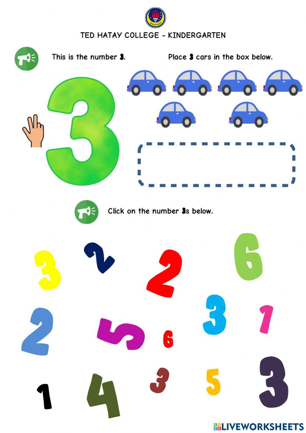 Number 3 online pdf exercise | Live Worksheets