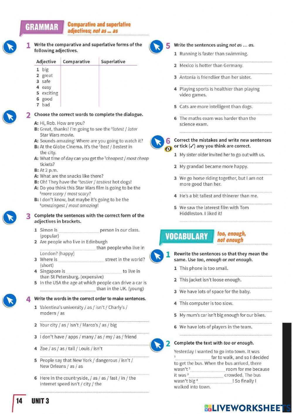 Teens b1 wb grammar unit 3 worksheet | Live Worksheets