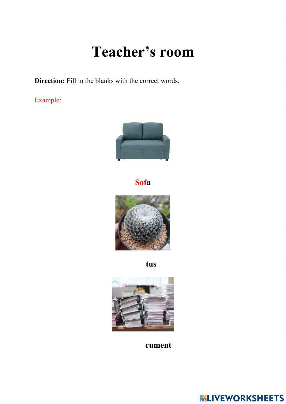 2272270 | Teacher room | Napatrapee | LiveWorksheets