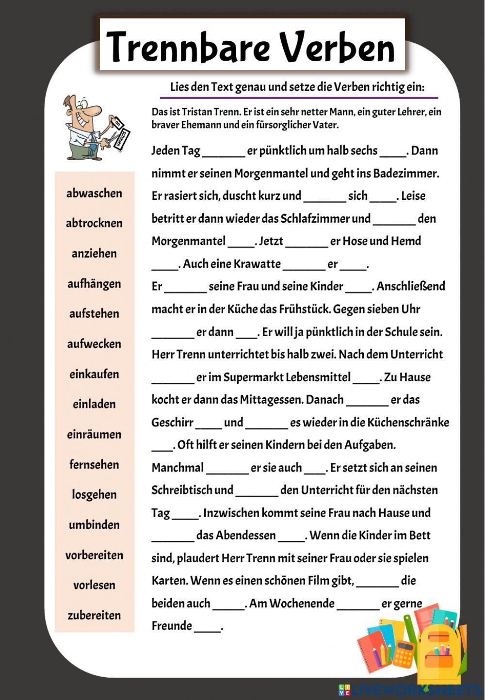 Løst sammensatte verber worksheet | Live Worksheets