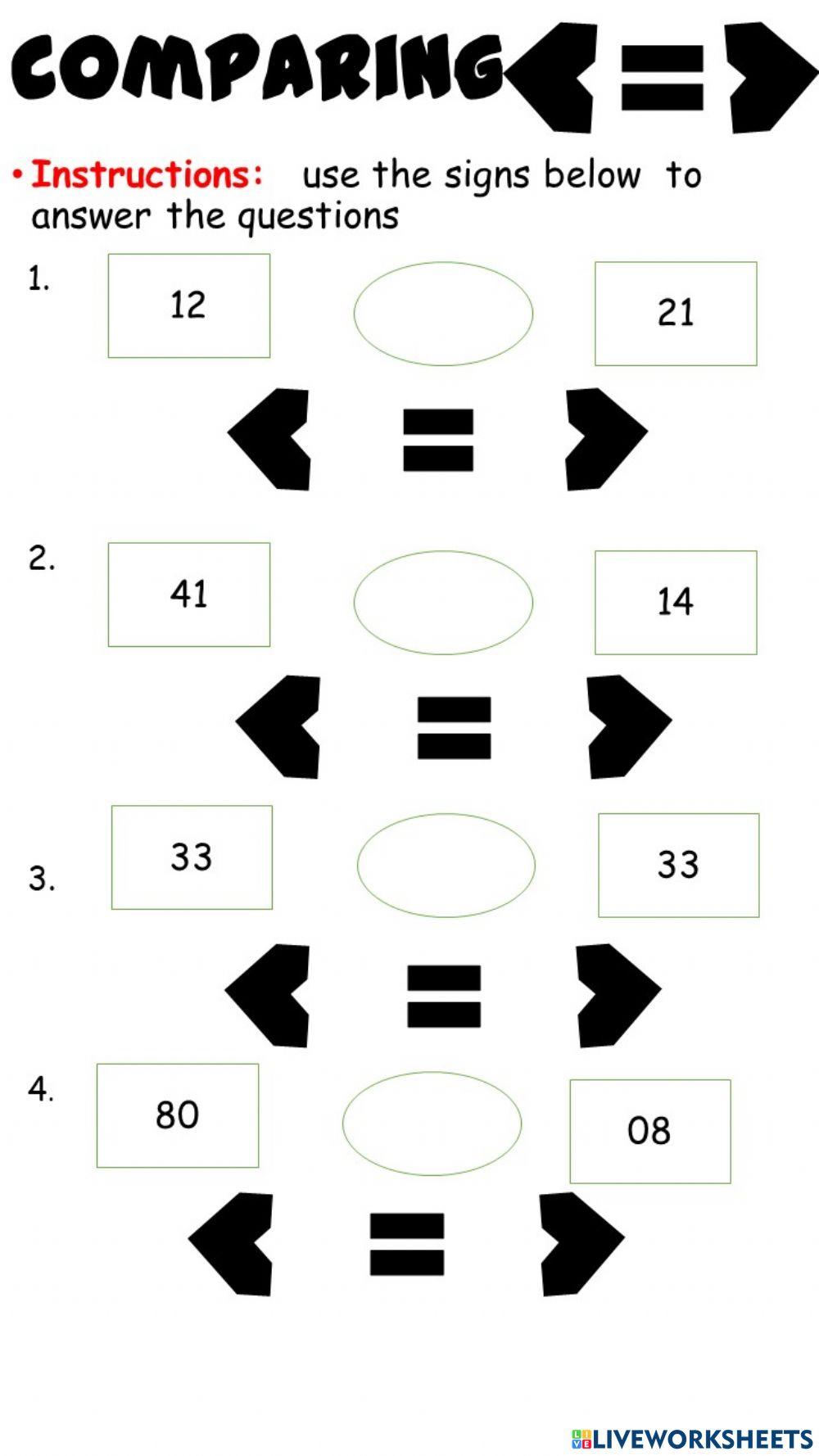Comparing 2272693 | AKUTORIA ACADEMY | Live Worksheets