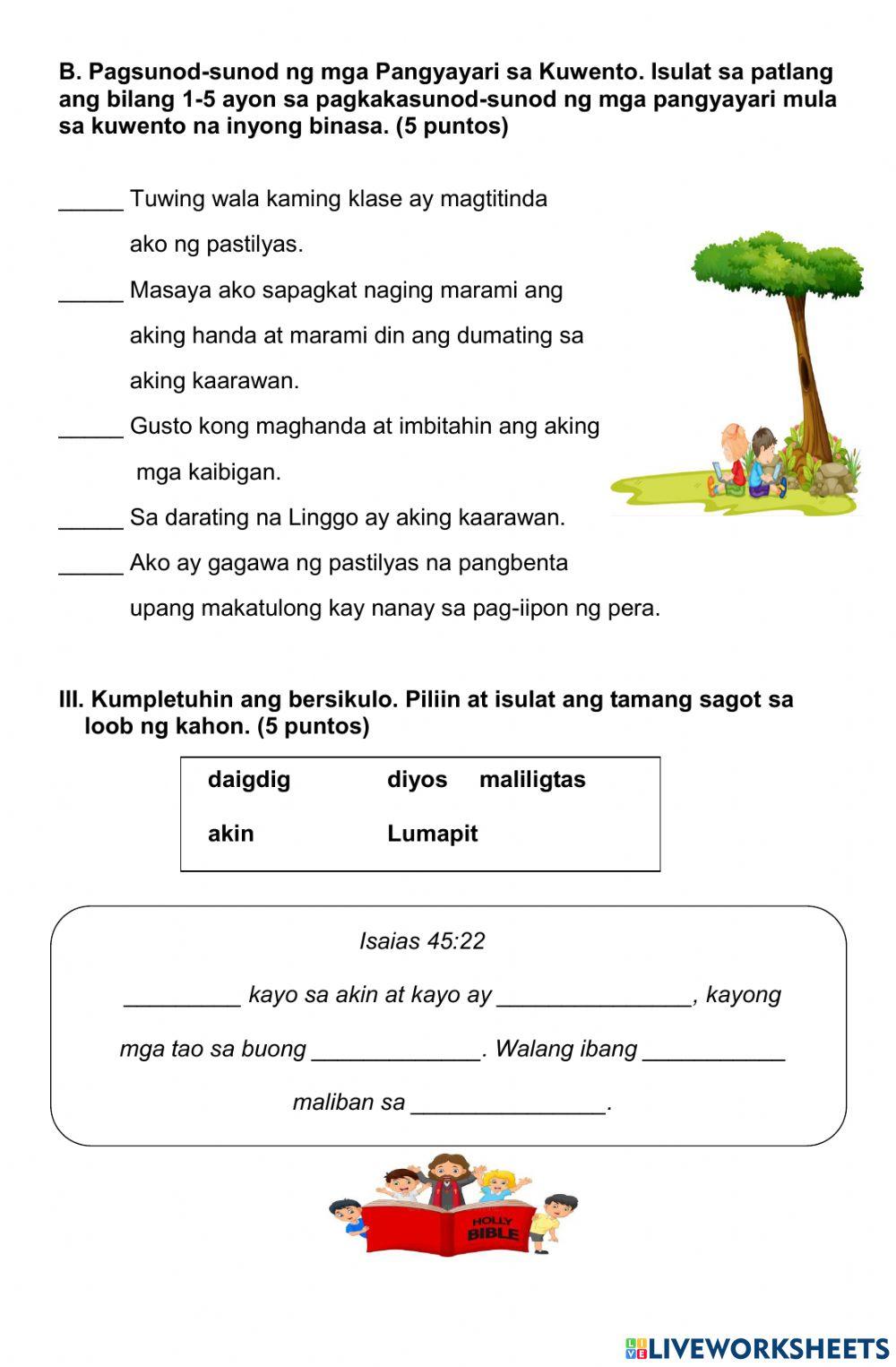 3rd Qtr. Pagbasa 4 online exercise for | Live Worksheets