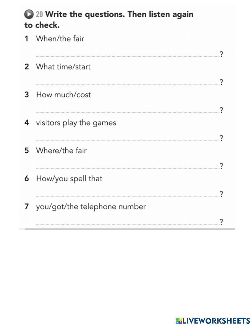 GW A1+ u5 Speaking WB worksheet | Live Worksheets