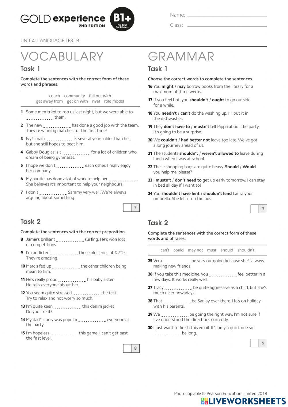 GE Unit 4 B1+ online exercise for | Live Worksheets