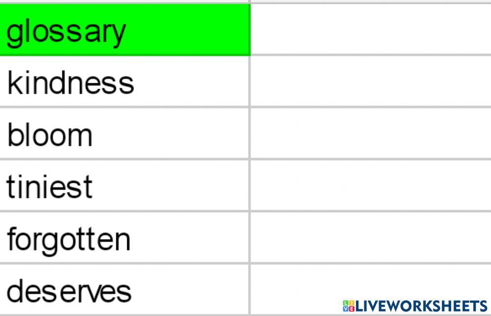 Lessons in life glossary worksheet | Live Worksheets