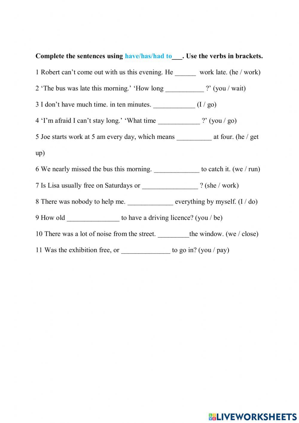 Modal verbs2 worksheet | Live Worksheets