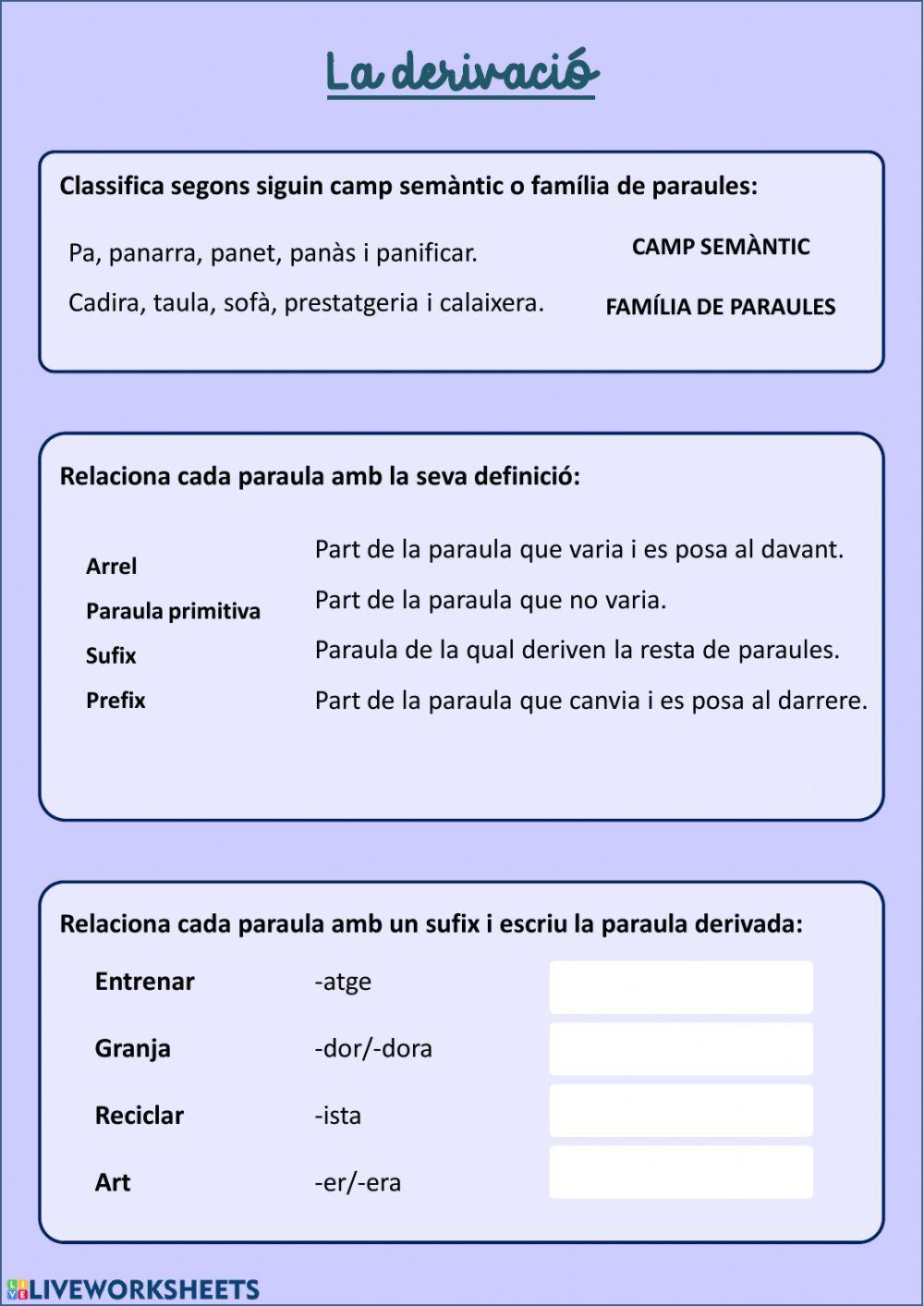 Derivació (repà… | Free Interactive Worksheets | 2274406