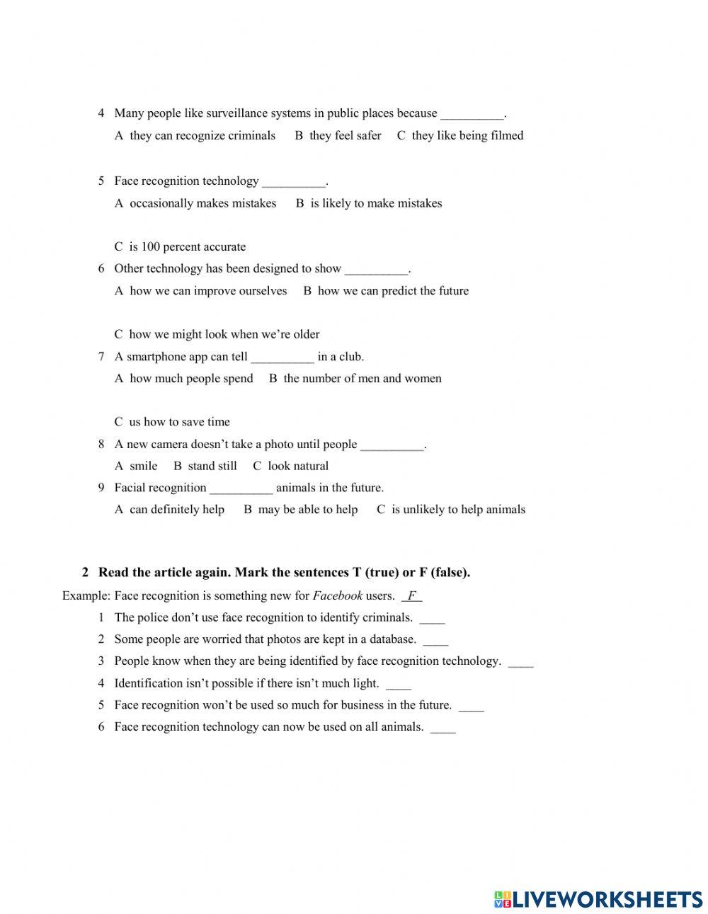 Reading B1+ | Free Interactive Worksheets | 2275529