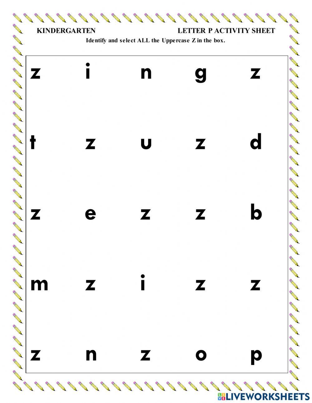 COMMON z ACTIVITY SHEET worksheet | Live Worksheets