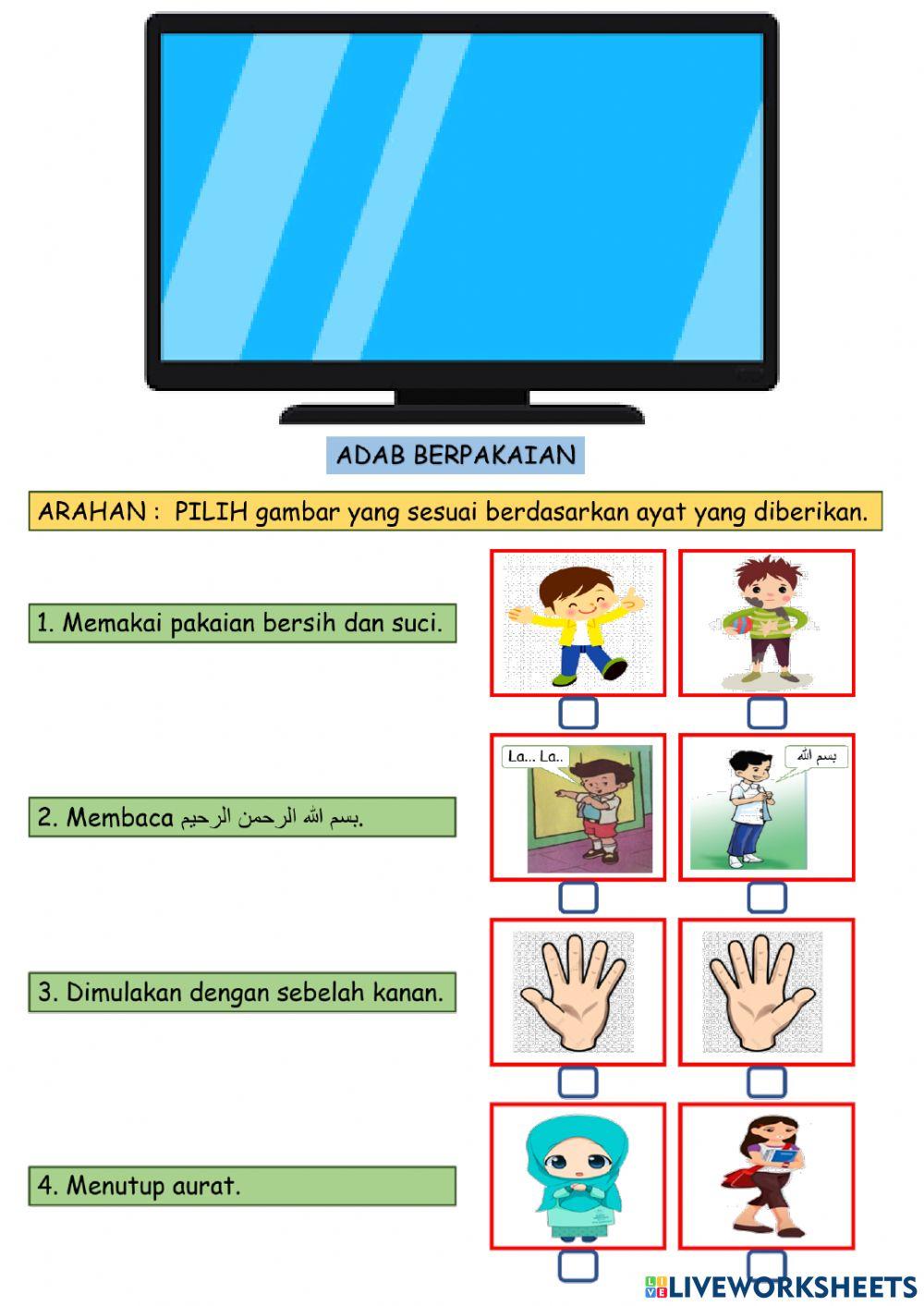 2275691 | Adab berpakaian | cgsfhanim | LiveWorksheets