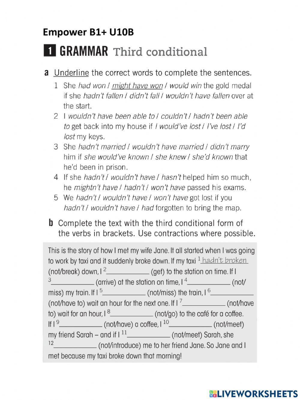 Empower B1+ U10B worksheet | Live Worksheets