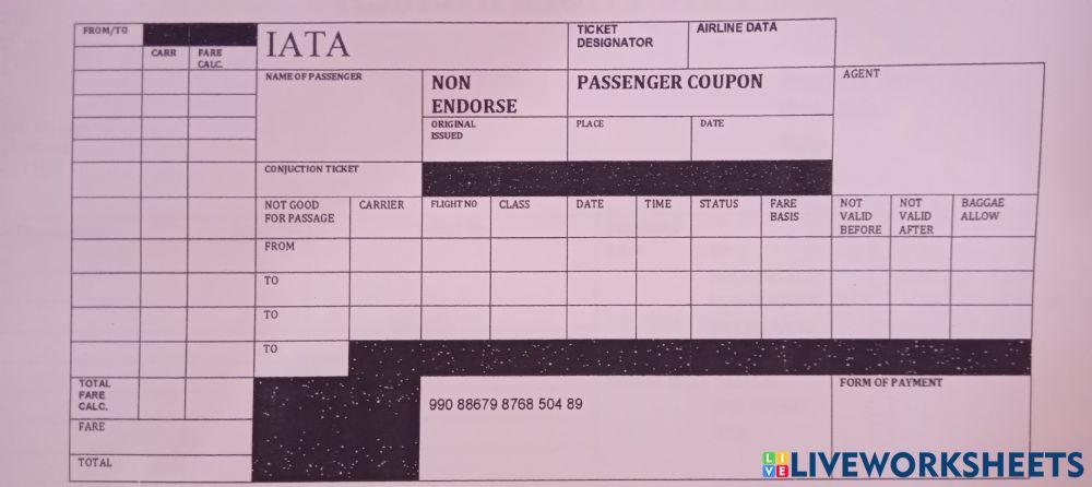 DUMMY PAPER TICKET online exercise for | Live Worksheets