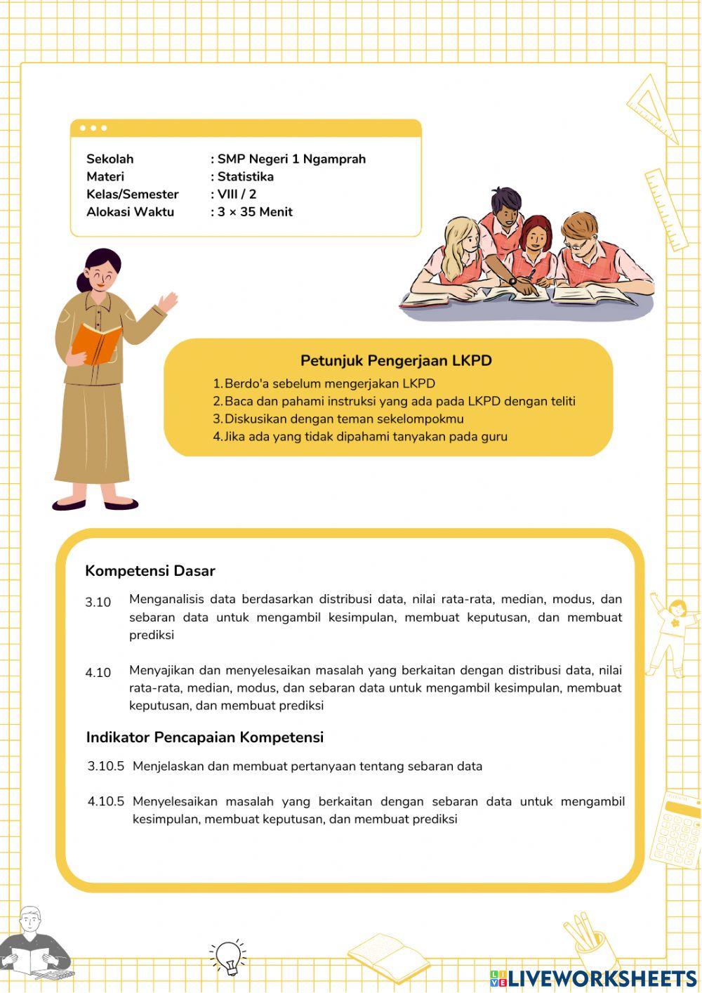 LKPD Sebaran Data worksheet | Live Worksheets
