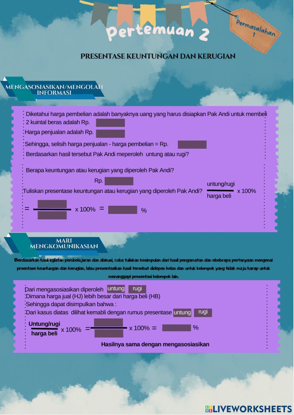 Belajar matematika interactive worksheet for 7 | Live Worksheets