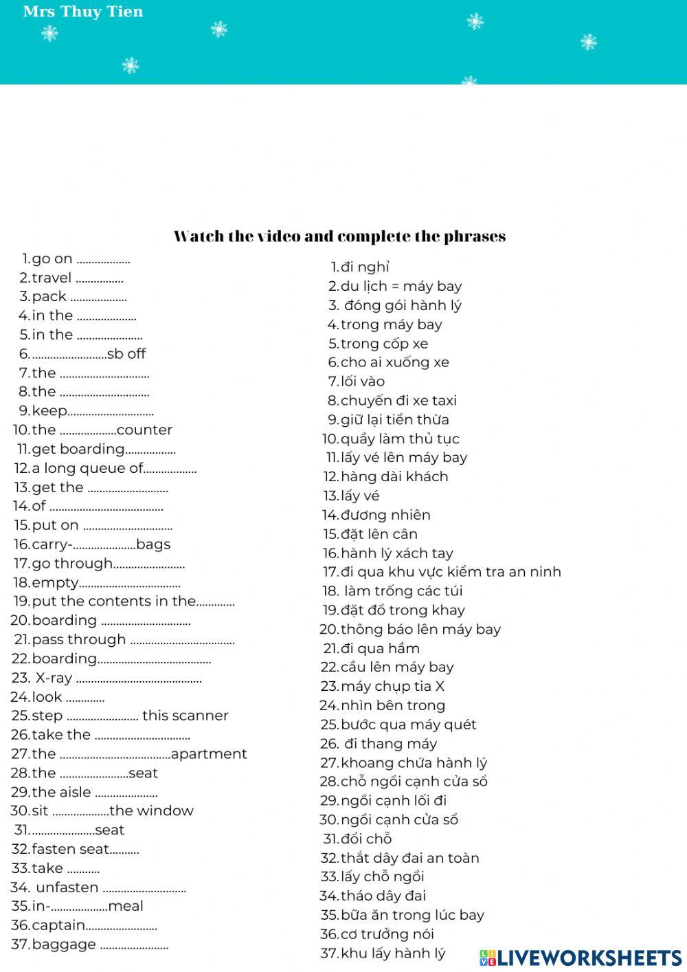 G6-english at airport worksheet | Live Worksheets