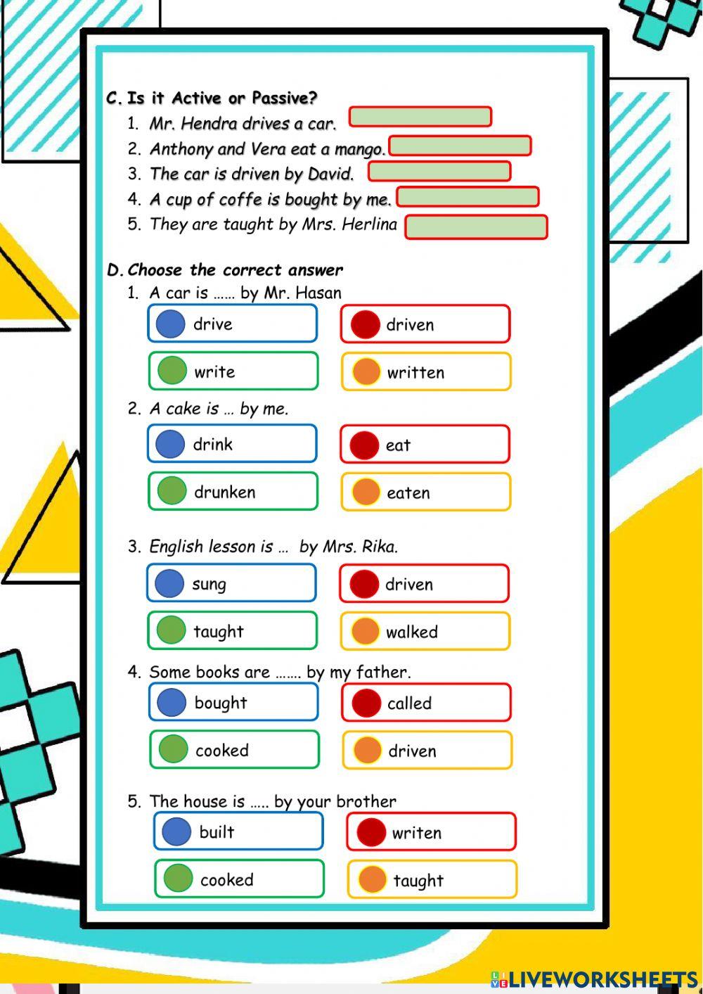 Passive Voice : Simple Present worksheet | Live Worksheets