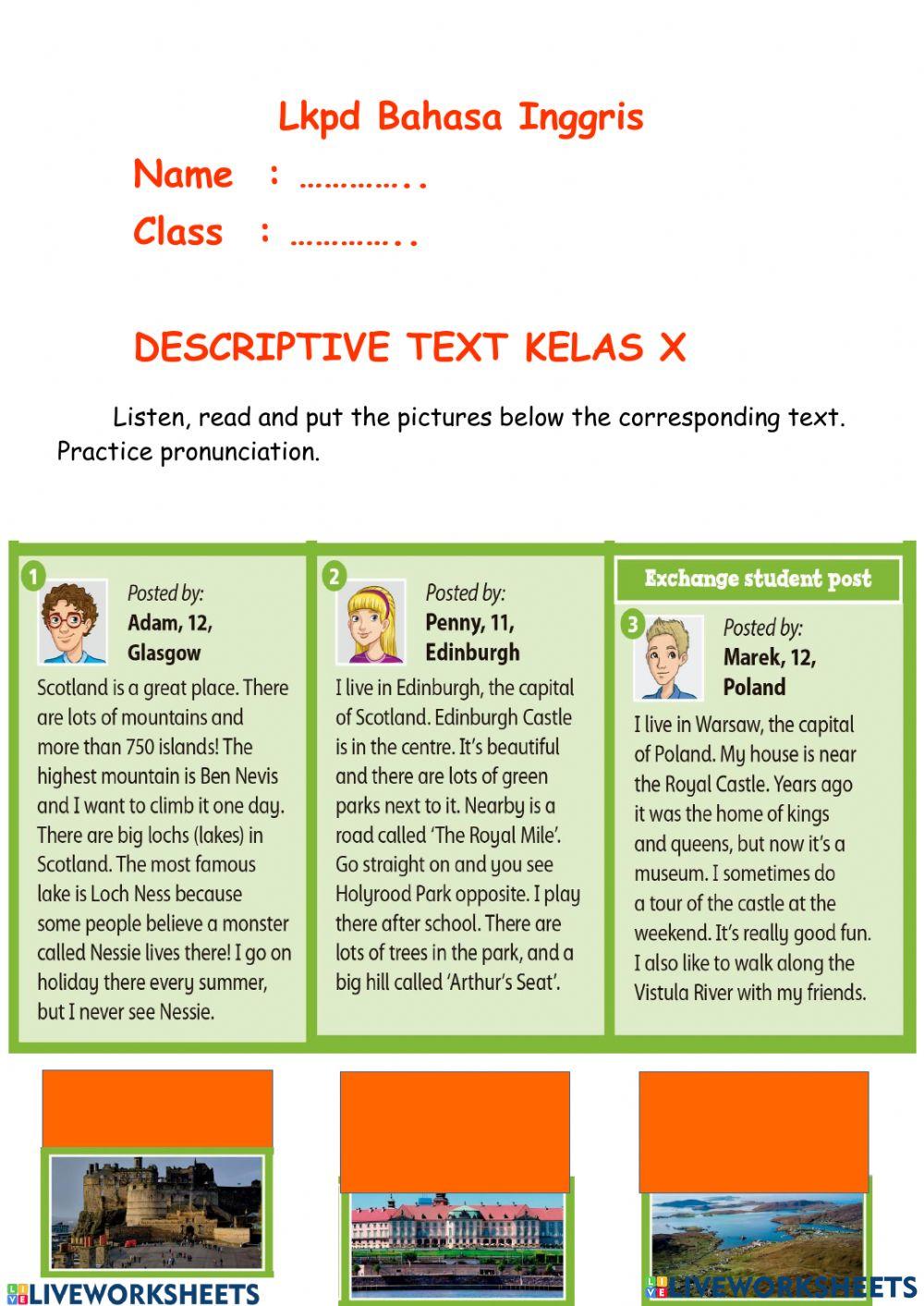 LKPD Descriptive text | Live Worksheets