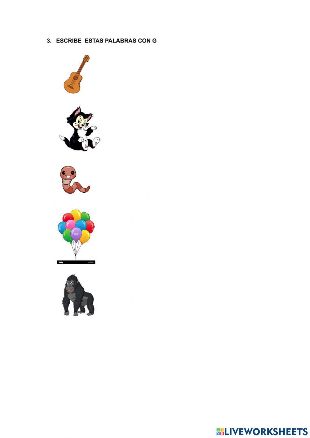 Letra G | Free Interactive Worksheets | 2277150