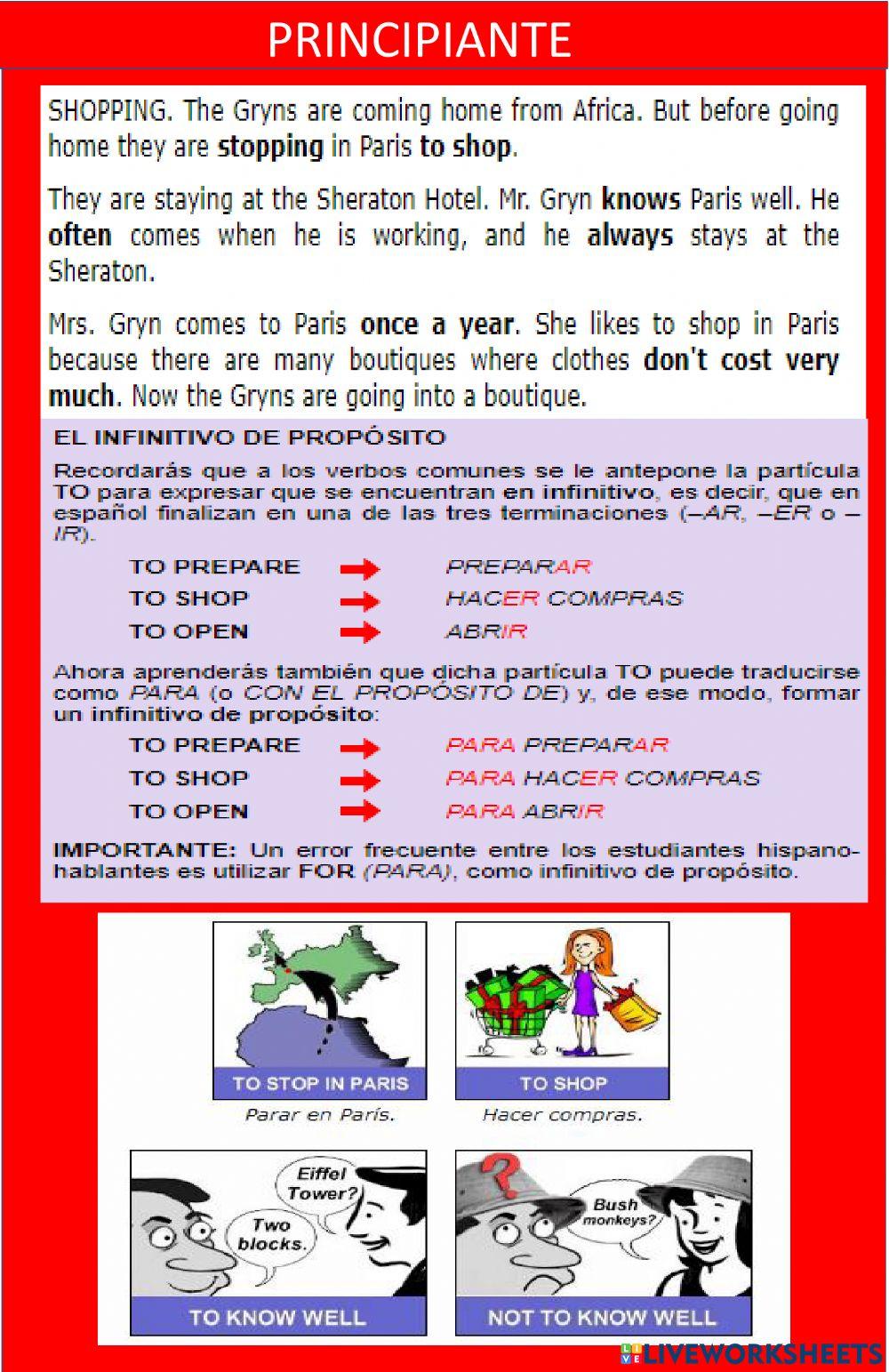 Principiante interactive worksheet for primaria | Live Worksheets