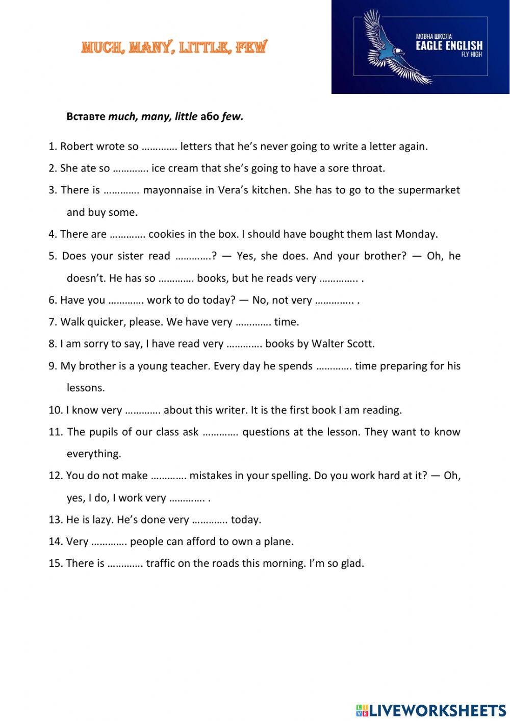 2527116 | 126 much, many, little, few | EagleEnglish