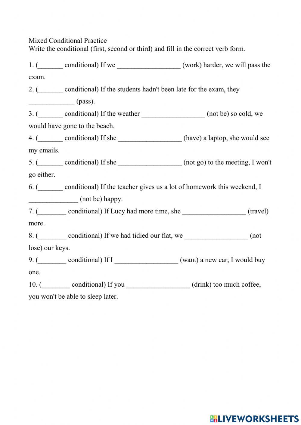 Mixed Condition… | Free Interactive Worksheets | 2890114