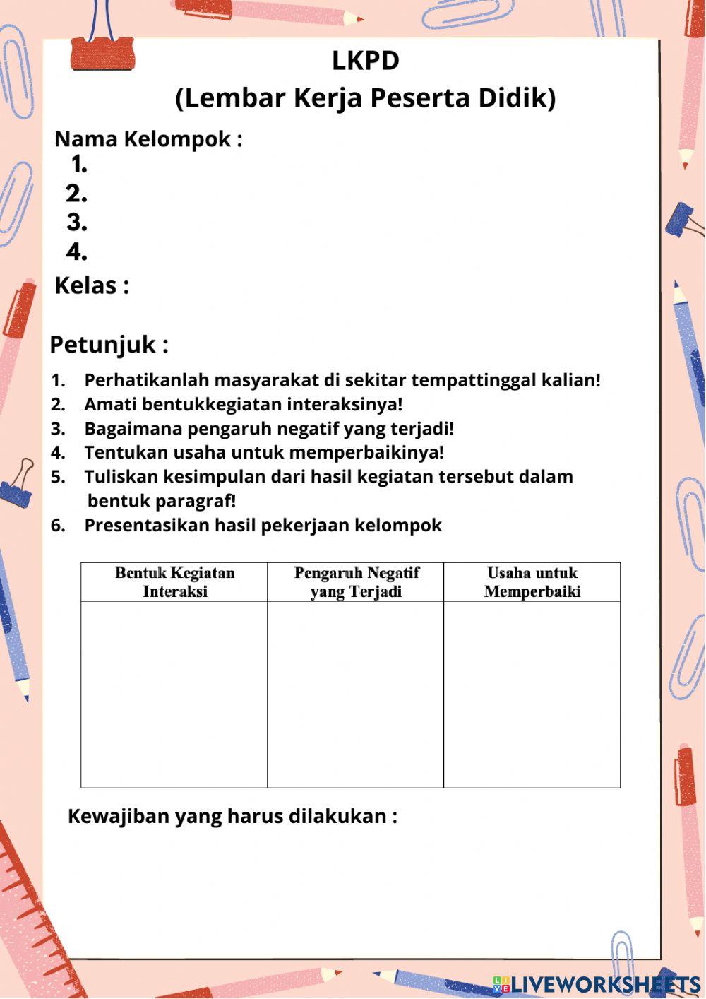 Lkpd online exercise for 3 | Live Worksheets