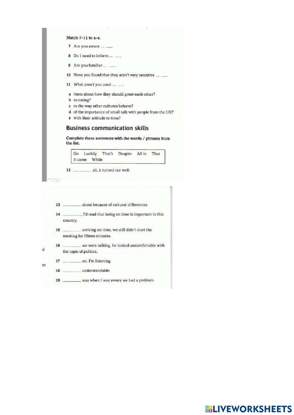 Business gr revision worksheet | Live Worksheets