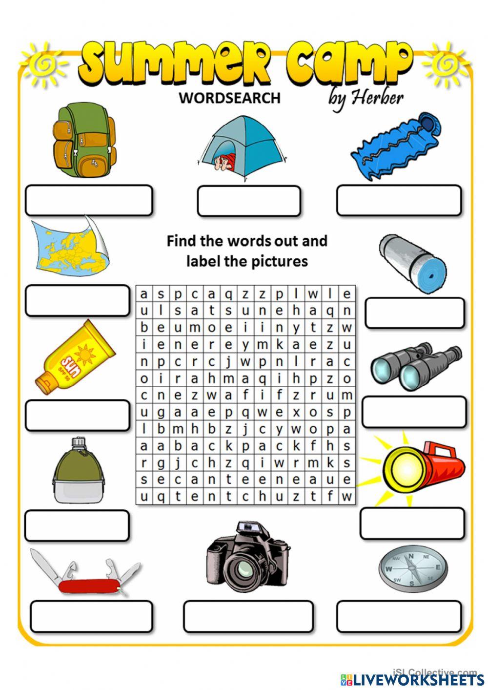 Summer camp | Free Interactive Worksheets | 2278557