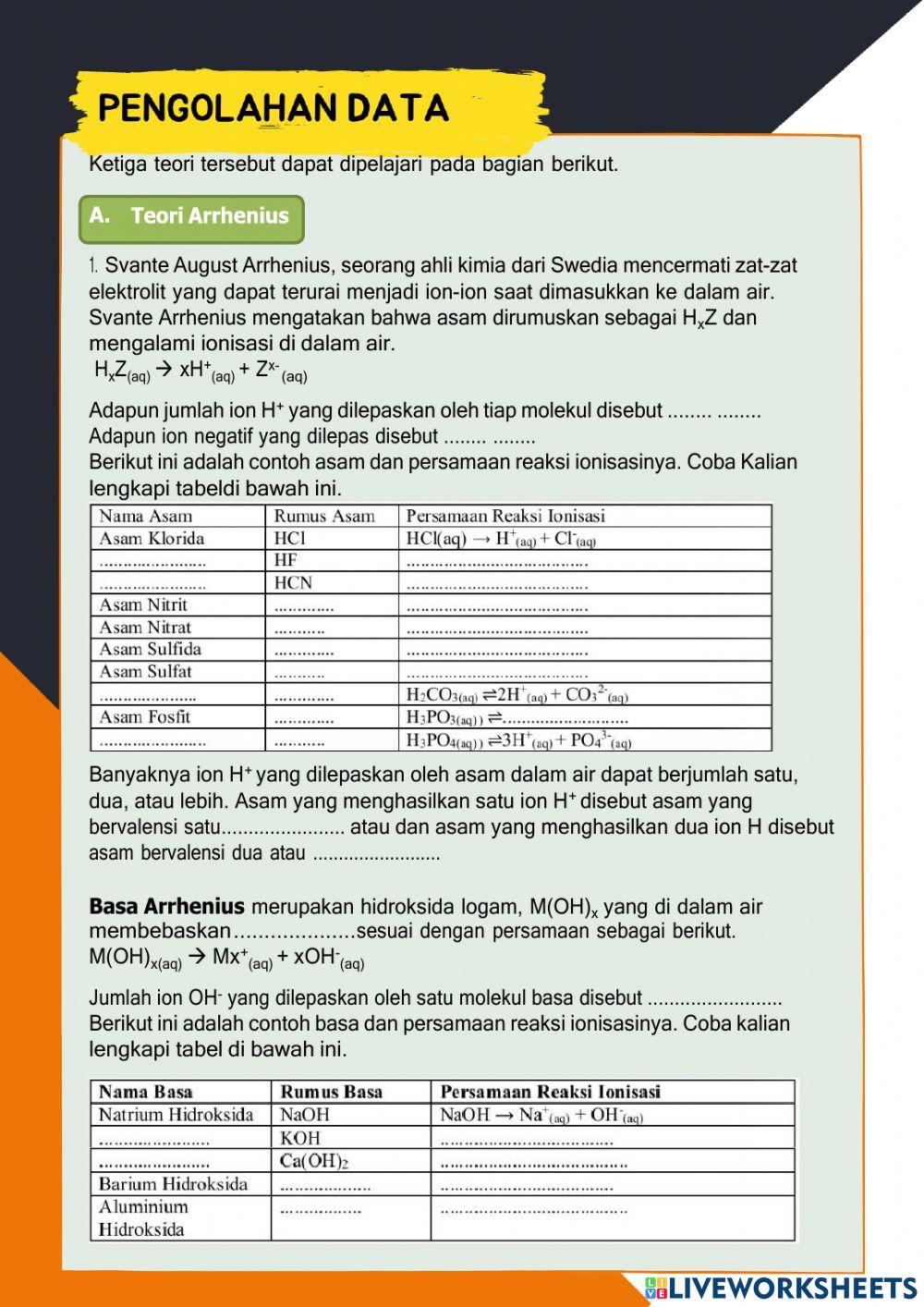 Konsep Asam Basa interactive worksheet | Live Worksheets