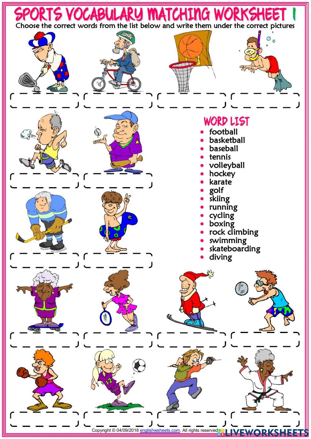 Sports vocabula… | Free Interactive Worksheets | 2510348