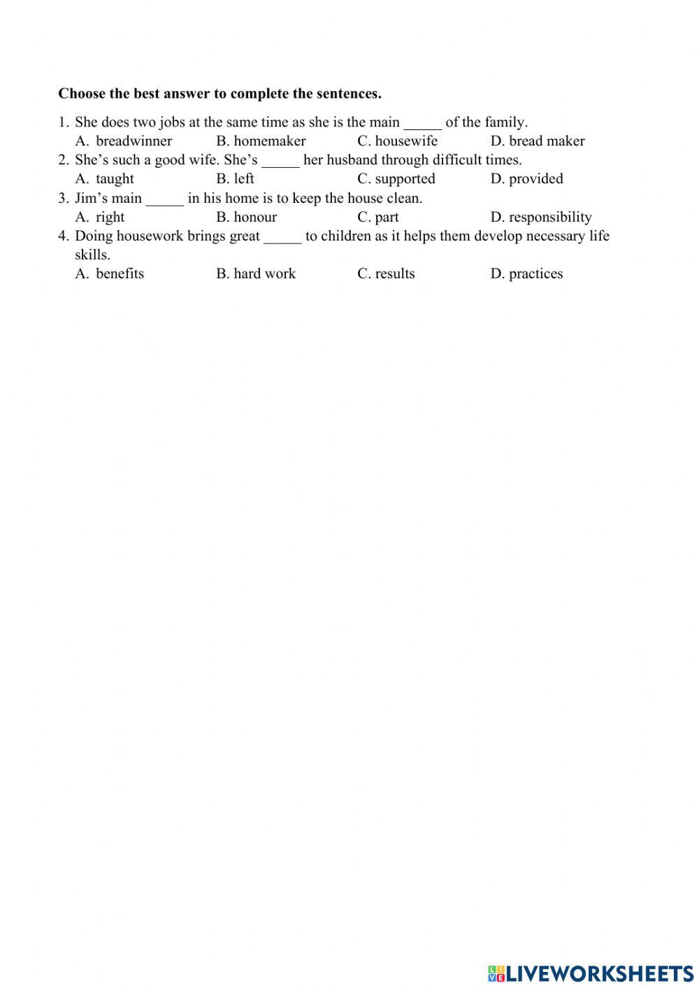 Luwaj chnj A, B, C, D worksheet | Live Worksheets