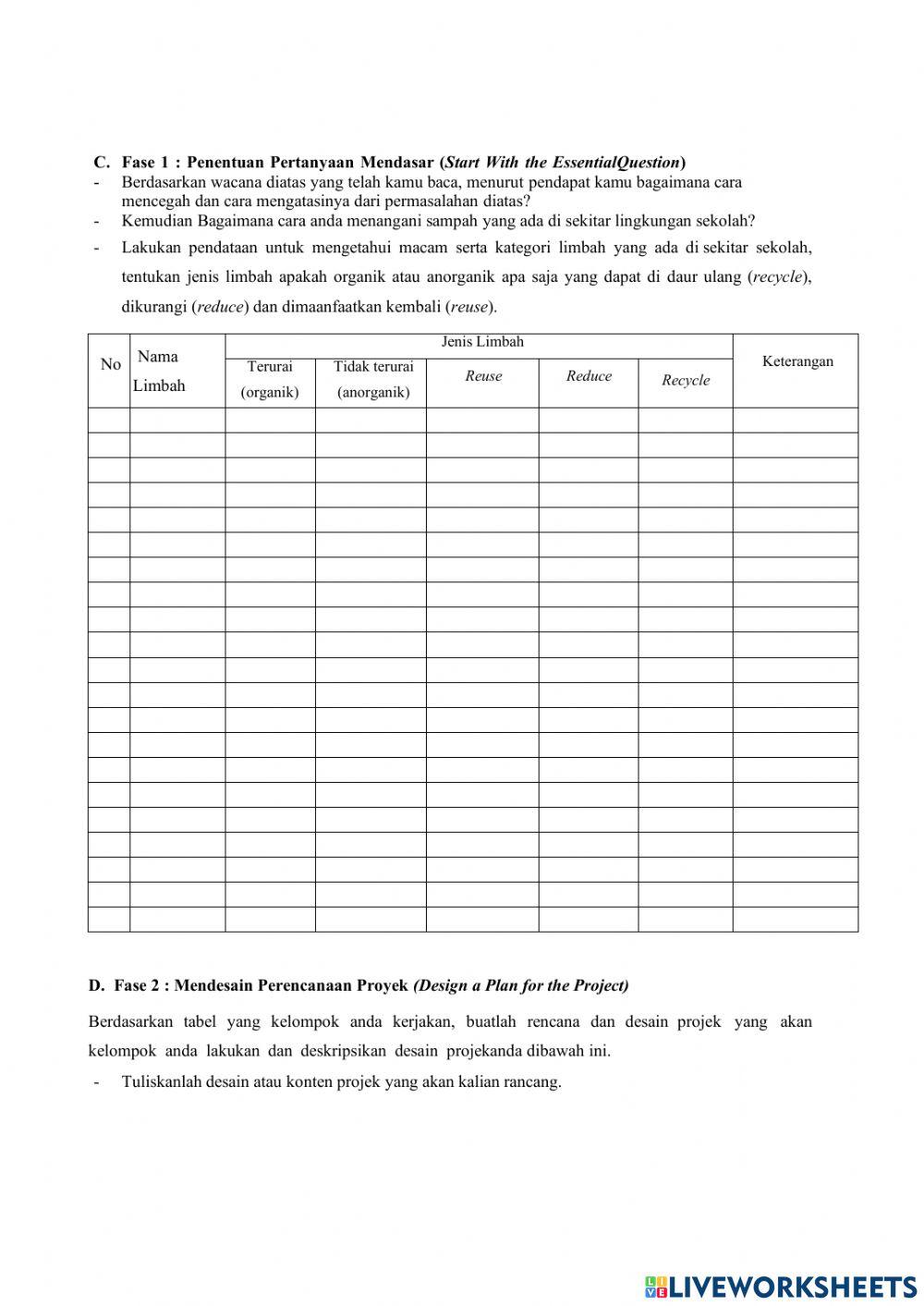 LEMBAR KERJA PE… | Free Interactive Worksheets | 2510203