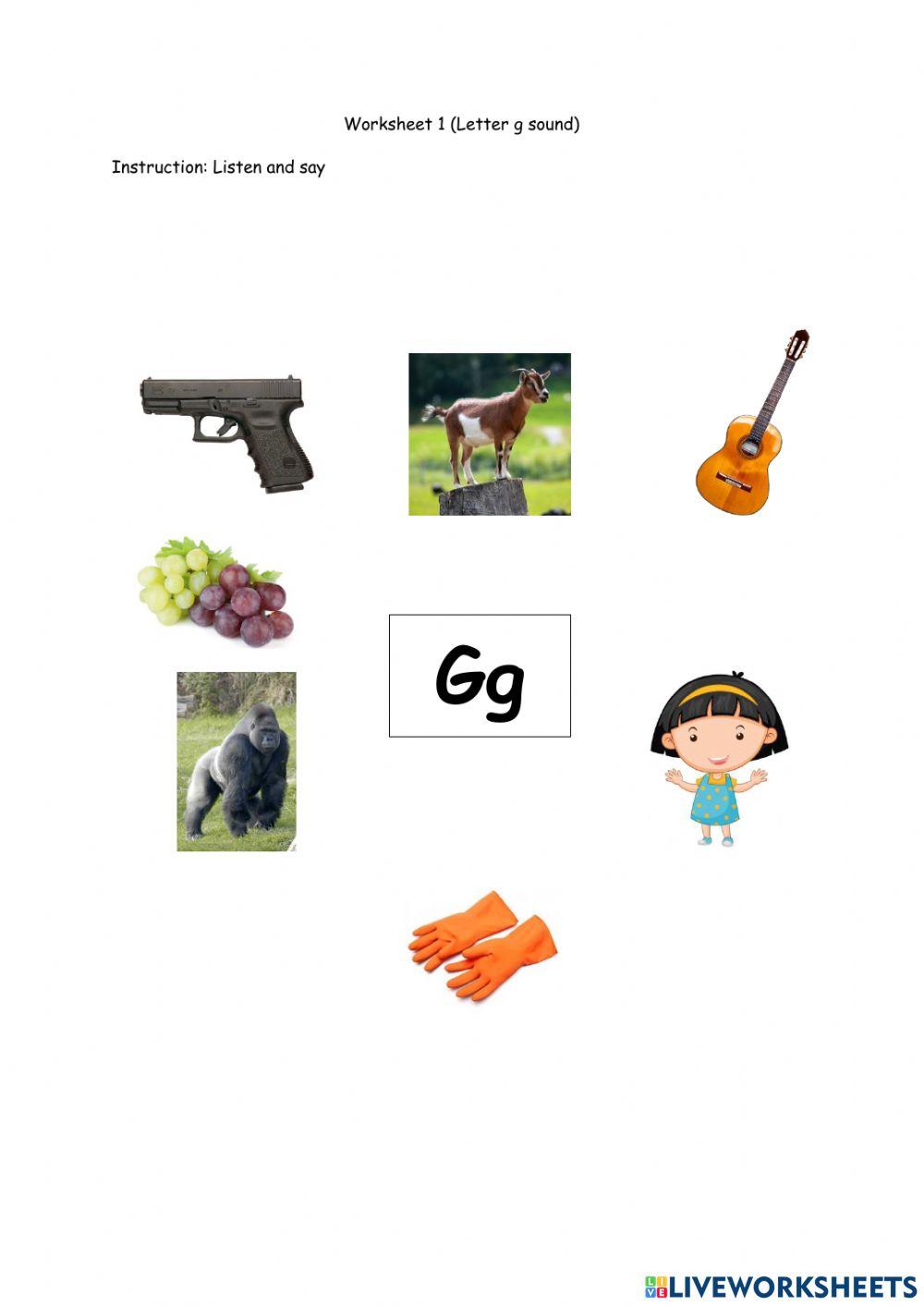 Letter g free online exercise | Live Worksheets