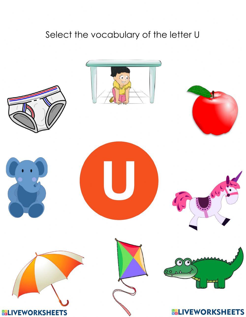 Letter U online exercise for IV | Live Worksheets