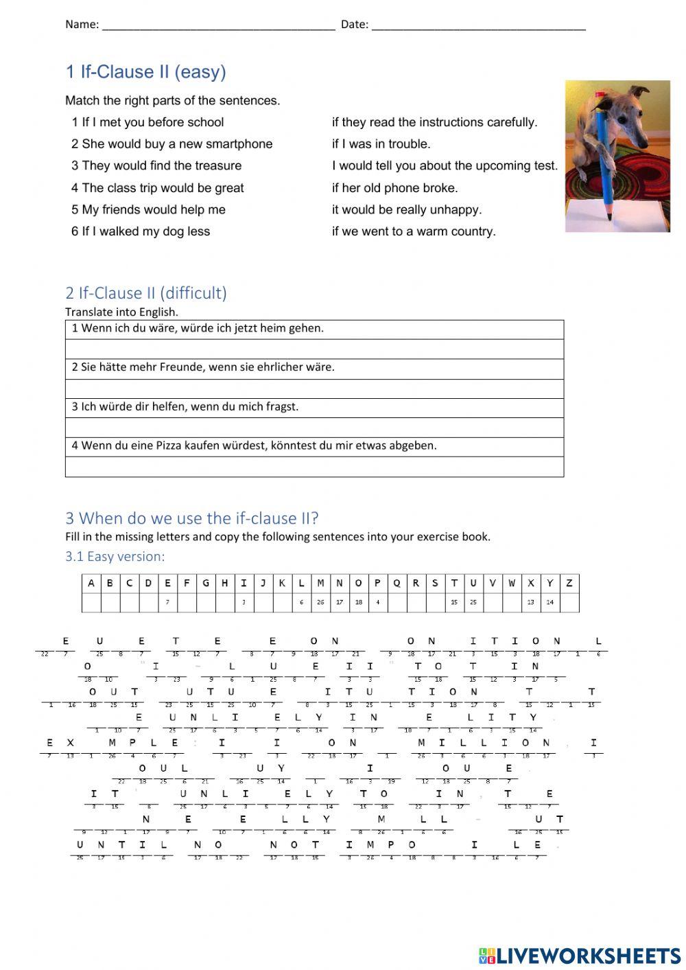 If-clause II worksheet | Live Worksheets