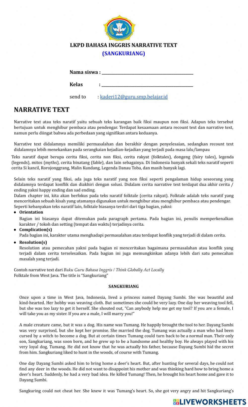 Narrative LKPD worksheet | Live Worksheets