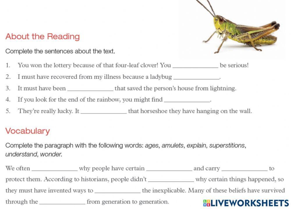 Exercise: Good luck Charms online exercise for | Live Worksheets